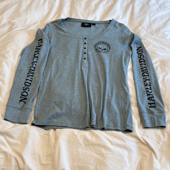 Harley-Davidson | Tops | Womens Willie G Skull Snap Front Long Sleeve ...